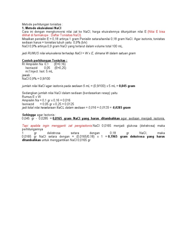 Metode Perhitungan Tonisitas | PDF | Kesehatan Holistik | Sains ...