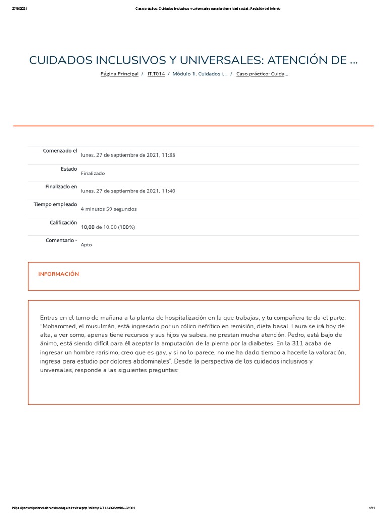 Caso Práctico - Cuidados Inclusivos y Universales para La Diversidad ...