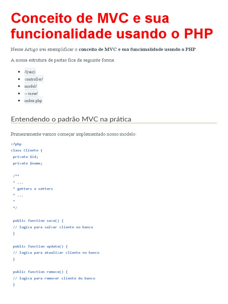 Implementando O Padrão Mvc Em Php Uma Explicação Passo A Passo Sobre O Conceito E
