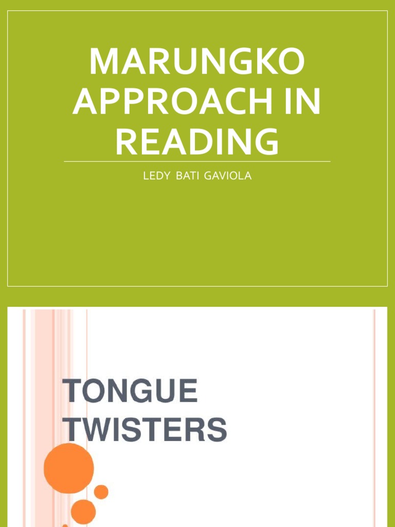 Marungko Approach in Reading: Ledy Bati Gaviola | PDF