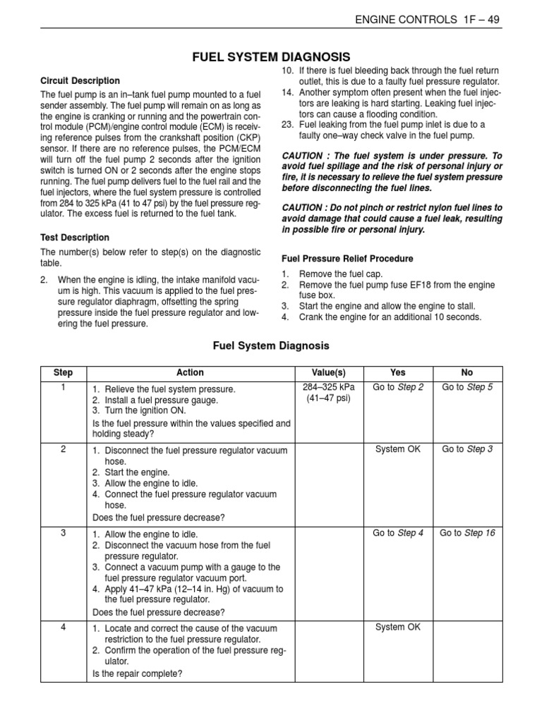 Fuel System Diagnosis Guide | PDF | Pressure | Vacuum