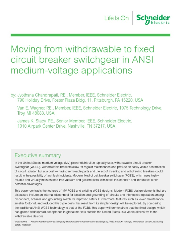 Safety Comparison Between Withdrawable and Fixed CB - 998-19832904 ...