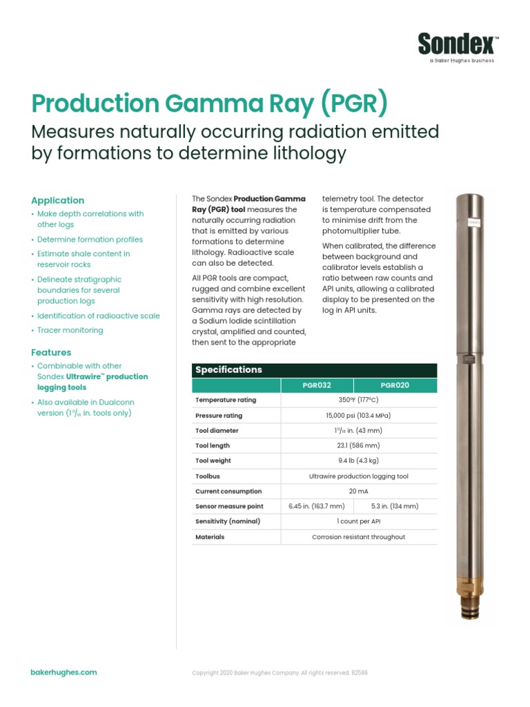 Sondex Production Gamma Ray PGR Spec | PDF | Gamma Ray | Sensor