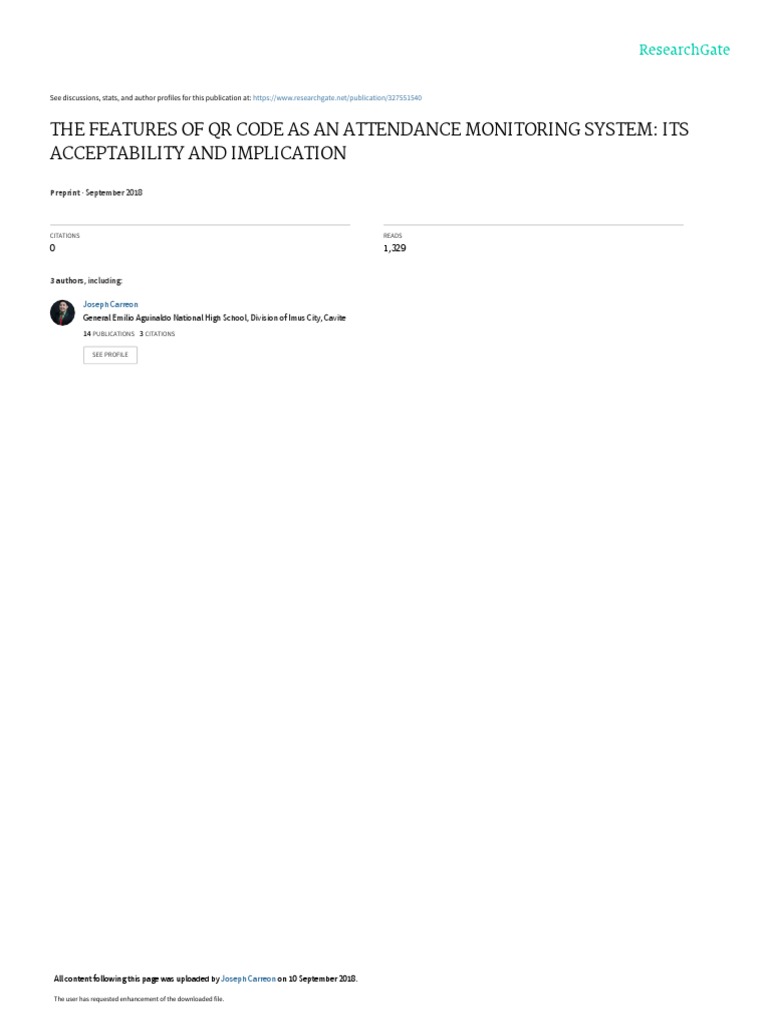 The Features of QR Code As An Attendance Monitoring System: Its ...