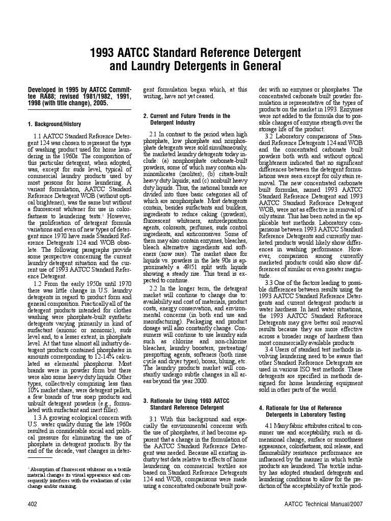 Aatcc Detergent | PDF | Cleaning | Materials
