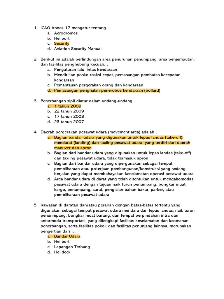 1 - Soal Basic AVSEC | PDF