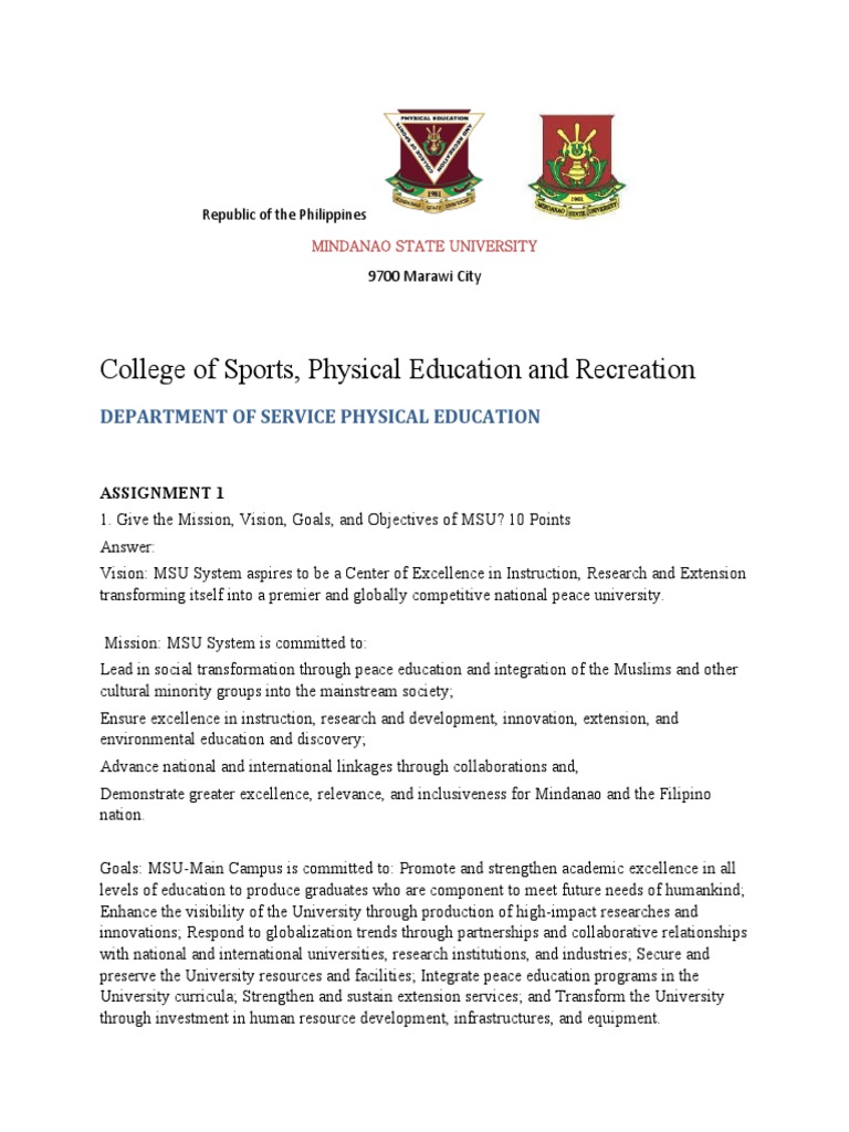 College of Sports, Physical Education and Recreation | PDF | Physical ...