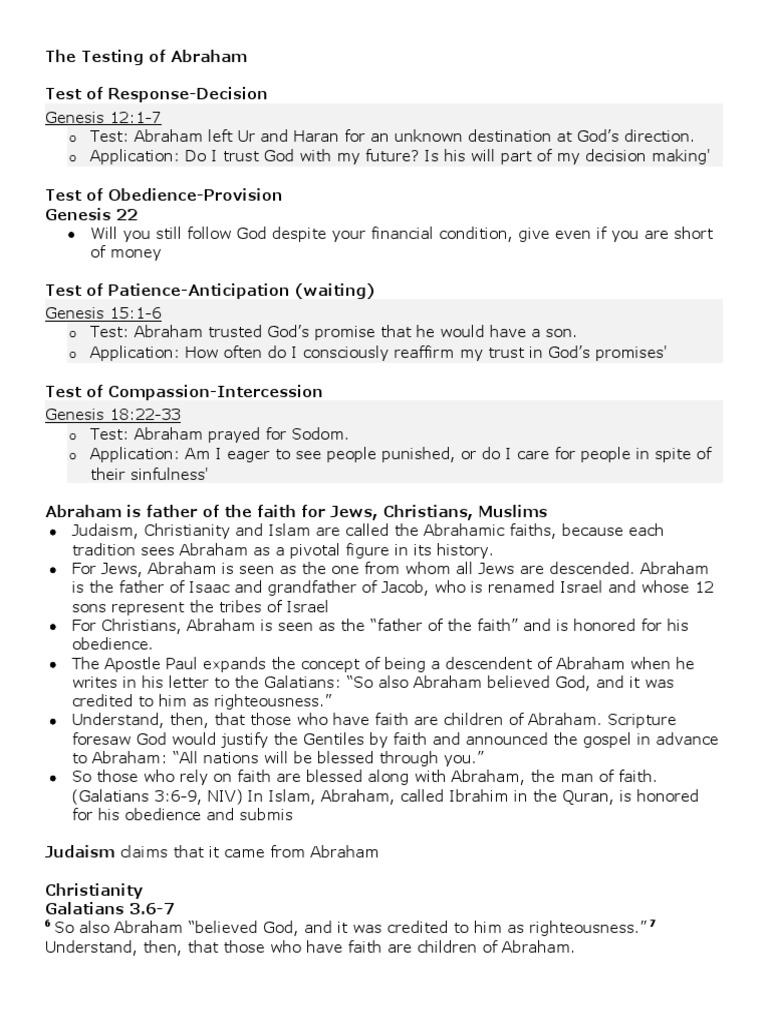 The Testing of Abraham | PDF | Abraham | Book Of Genesis