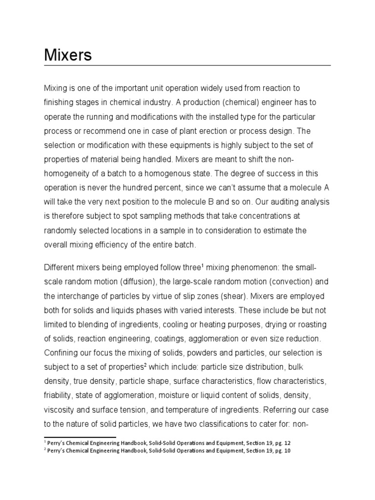 Types of Mixers | PDF | Materials Science | Process Engineering