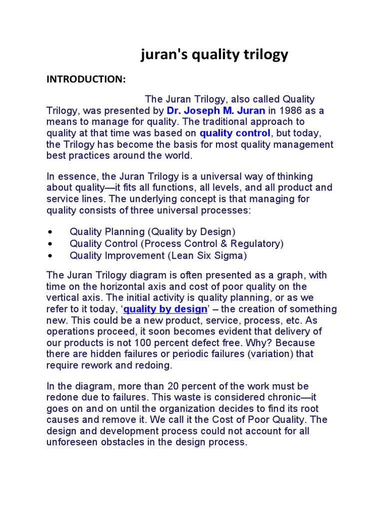 Juran's Quality Trilogy | PDF | Quality (Business) | Six Sigma