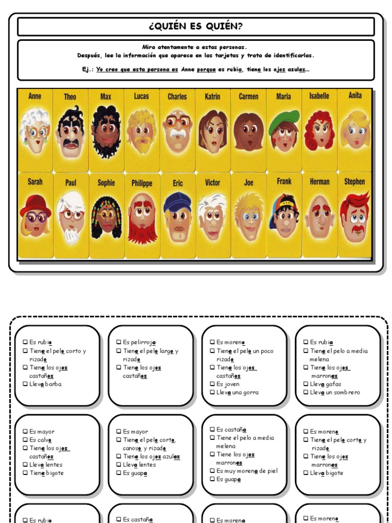 Adivina Quien DESCRIPCION | PDF | Cabello rojo | Belleza