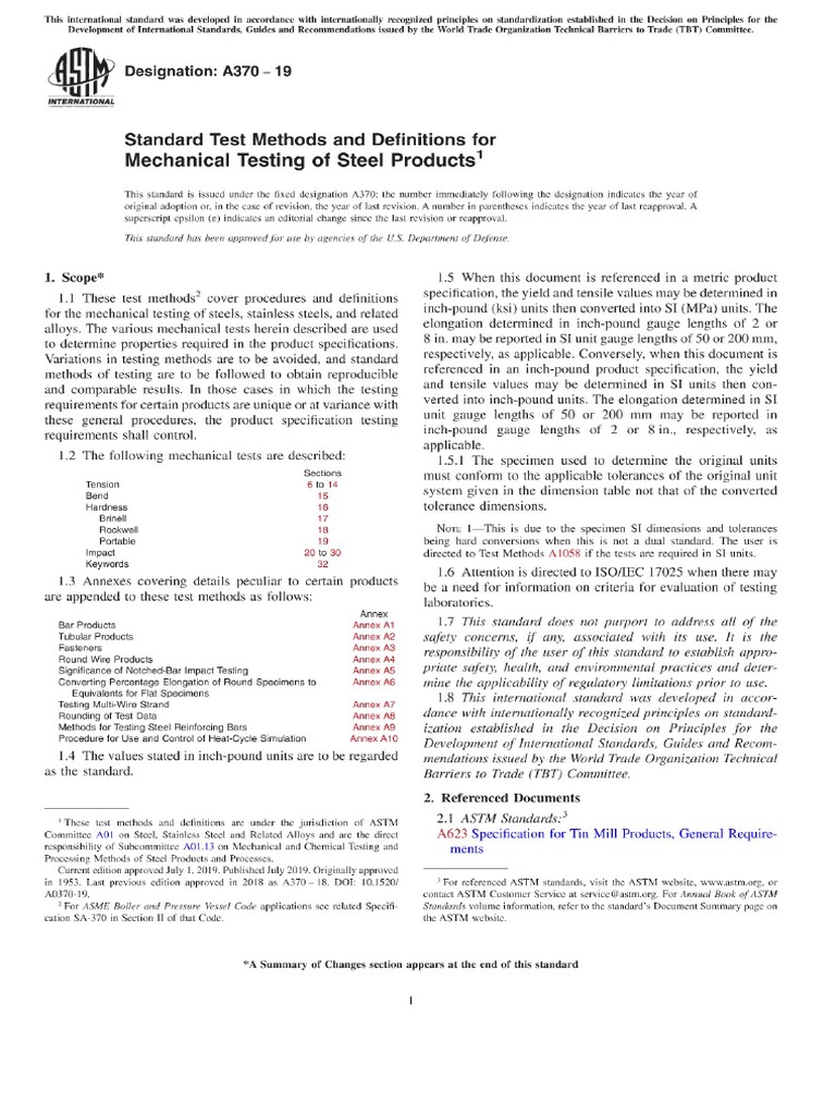 Astm A370 2019 | PDF