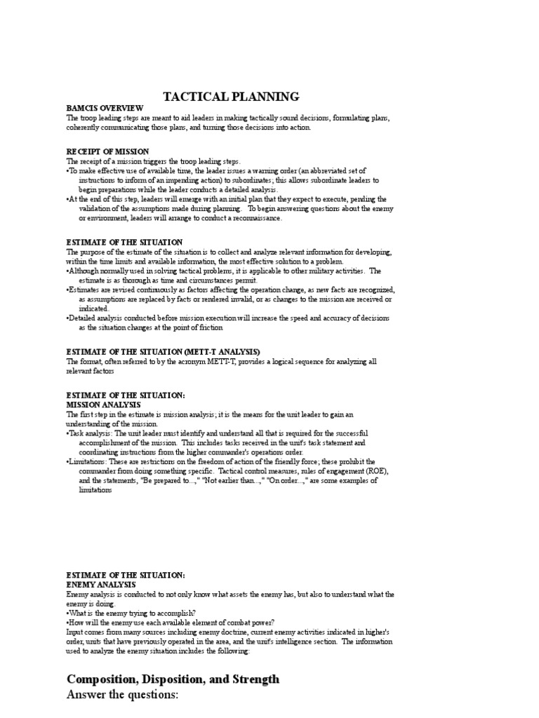 Cpl's Course - Tactical Planning | PDF | Reconnaissance | Military