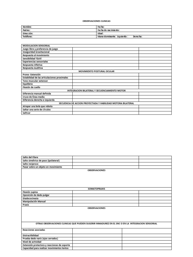 Observaciones Clinicas Formato Sipt | PDF