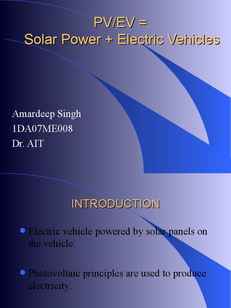 Pv/Ev Solar Power + Electric Vehicles | PDF | Photovoltaic System ...