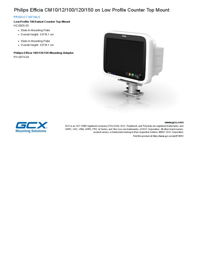 GCX Datasheet Philips Efficia Cm10!12!100 120 150 On Low Profile ...