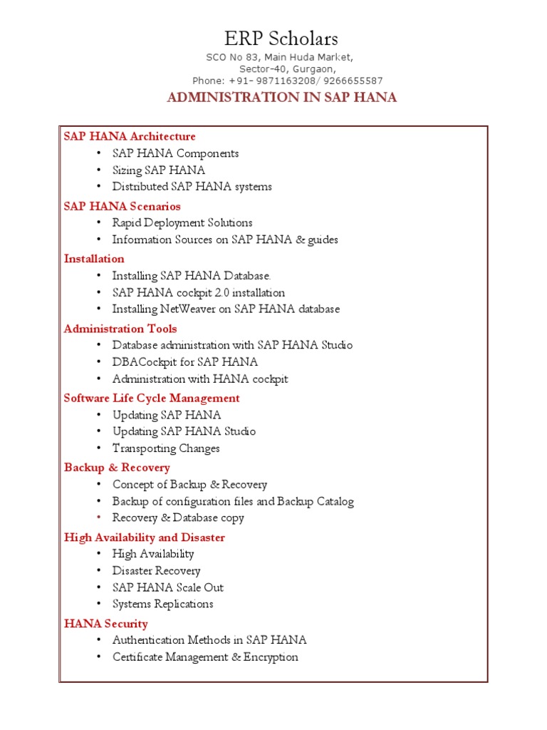 SAP HANA Admin Road Map | PDF | Databases | Cloud Computing