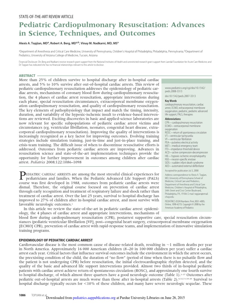 Pediatric Cardiopulmonary Resuscitation | PDF | Cardiopulmonary Resuscitation | Cardiac Arrest