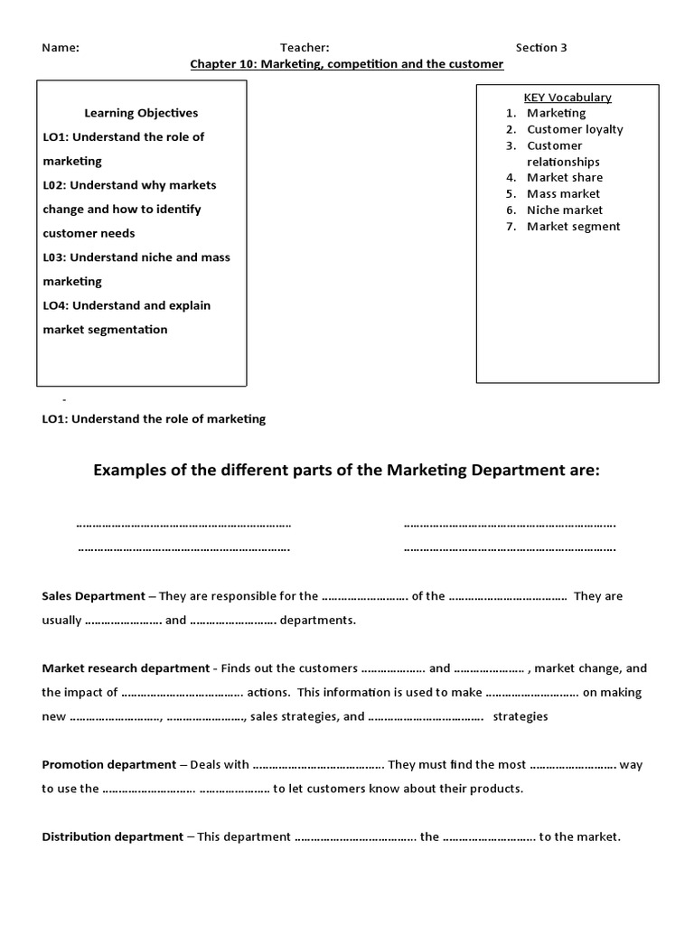 Unit 10 Marketing Competition Customer | PDF | Marketing | Market ...
