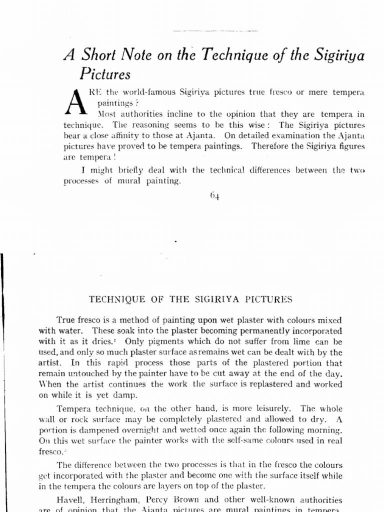 A Short Note On Technique of The Sigiriya Pictures | Download Free PDF ...