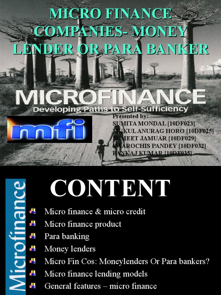 Micro Finance Companies-Money Lender or para Banker | Download Free PDF ...