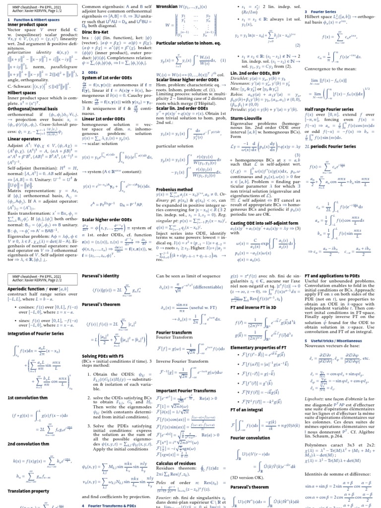 Mathematical Methods Cheatsheet | PDF | Mathematics | Mathematical Analysis