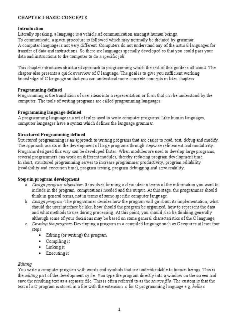 1b) SMA 2175 Introduction To Programming in C Notes - 1-3 | PDF ...