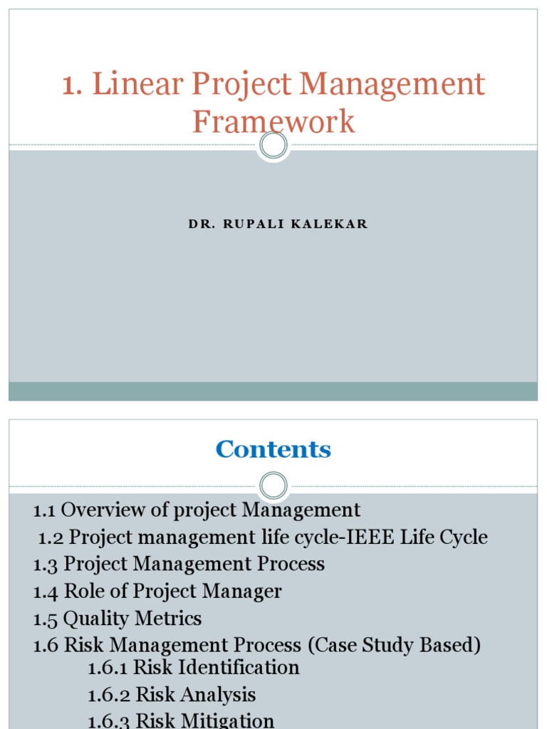 Linear Project Management Framework: Dr. Rupali Kalekar | PDF | Project ...