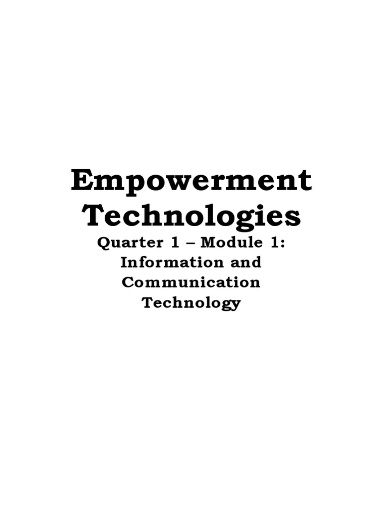 Empowerment Technologies: Quarter 1 - Module 1: Information and ...