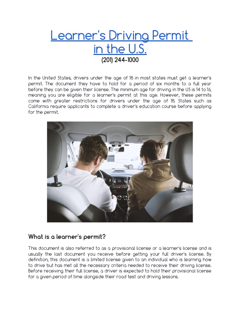 Learner's Driving Permit in The U.S. | PDF | Driver's License | Cognition