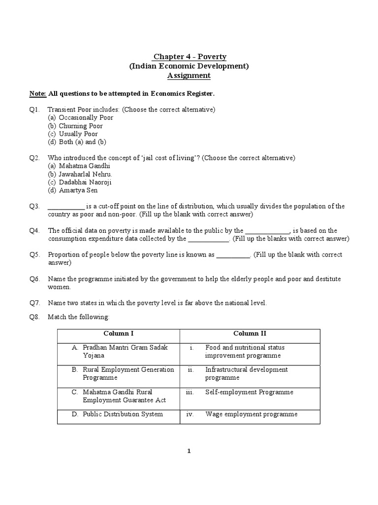 12 Economics - Poverty - Assignment | PDF | Poverty | Poverty ...