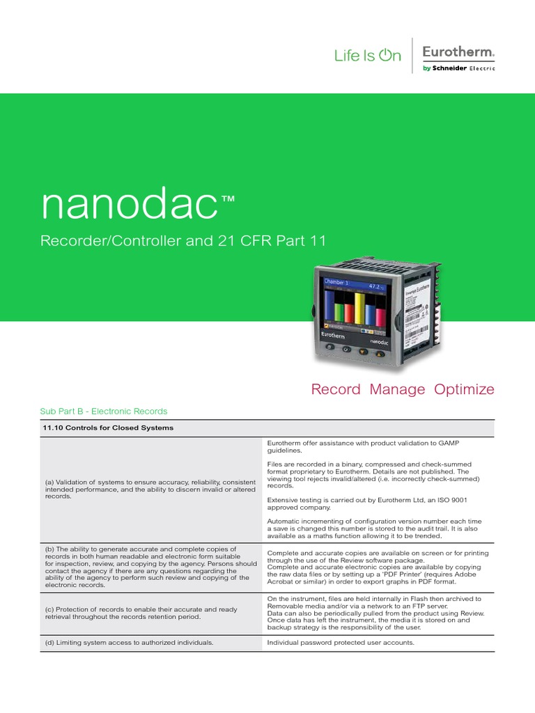 Eurotherm Nanodac Data Sheet 21CFR HA032921 1 | PDF | Password ...