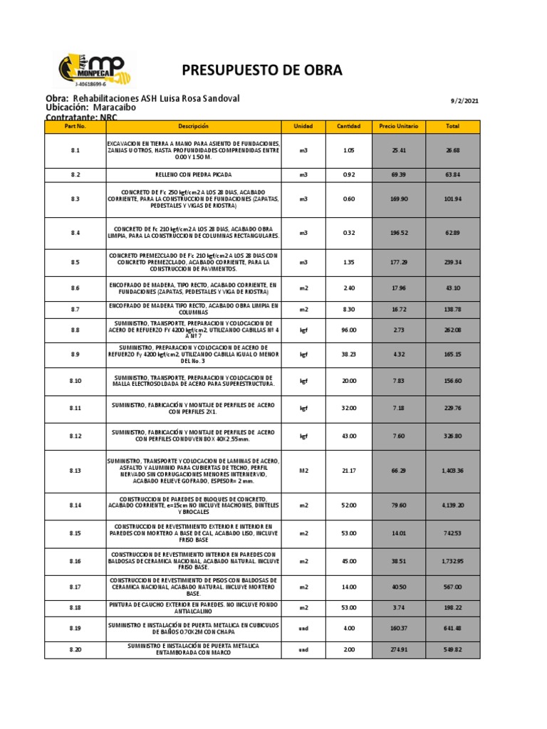 Planillas Presupuesto y Apu | PDF | Tap (Válvula) | Ingeniería de Edificación