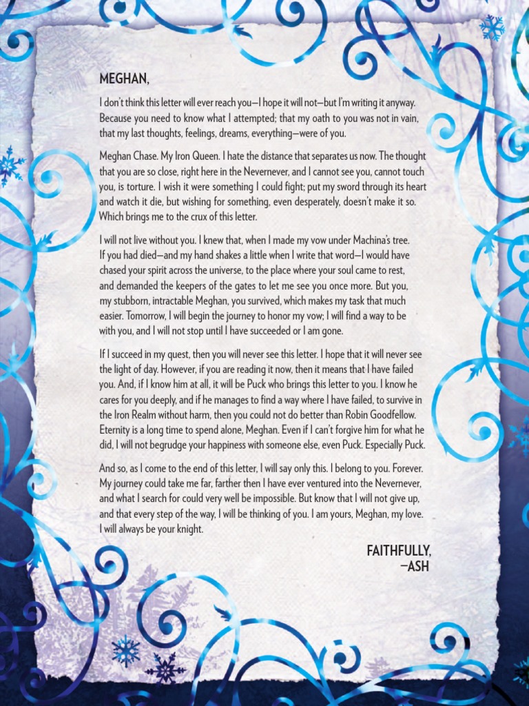 Julie Kagawa - Ash's Letter To Meghan The Iron Fey | PDF