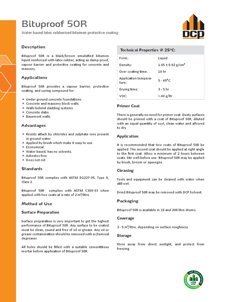 Bituproof 50R | PDF | Concrete | Adhesive
