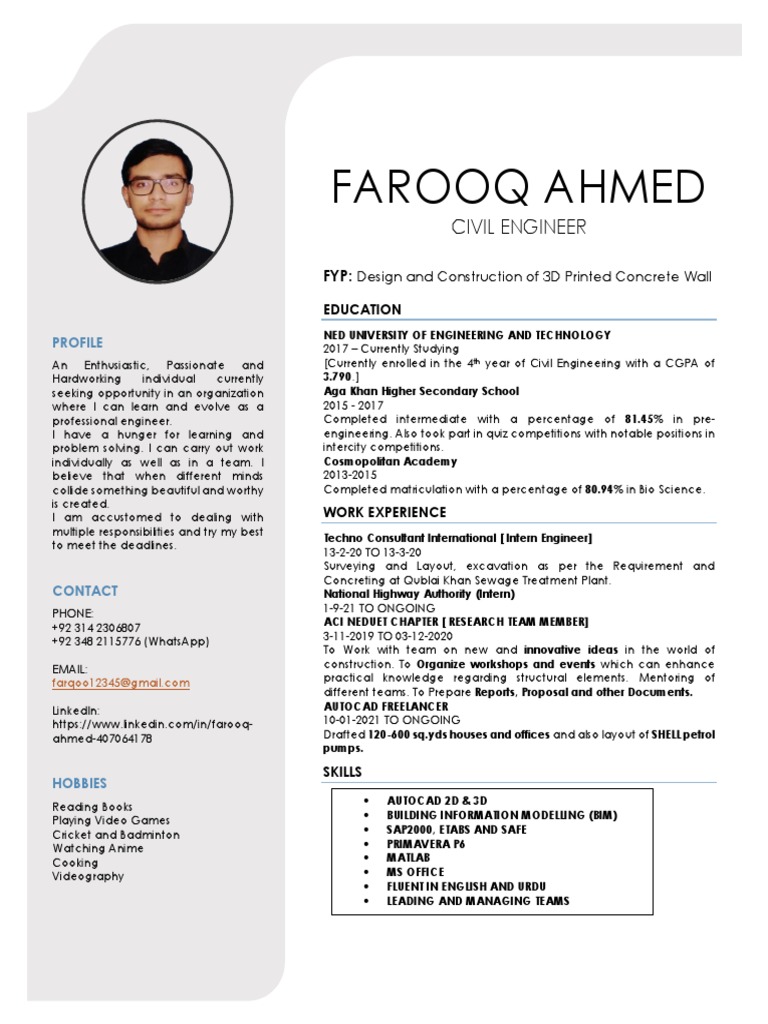 Farooq Ahmed CV-Det | PDF | Economic Sectors | Engineering
