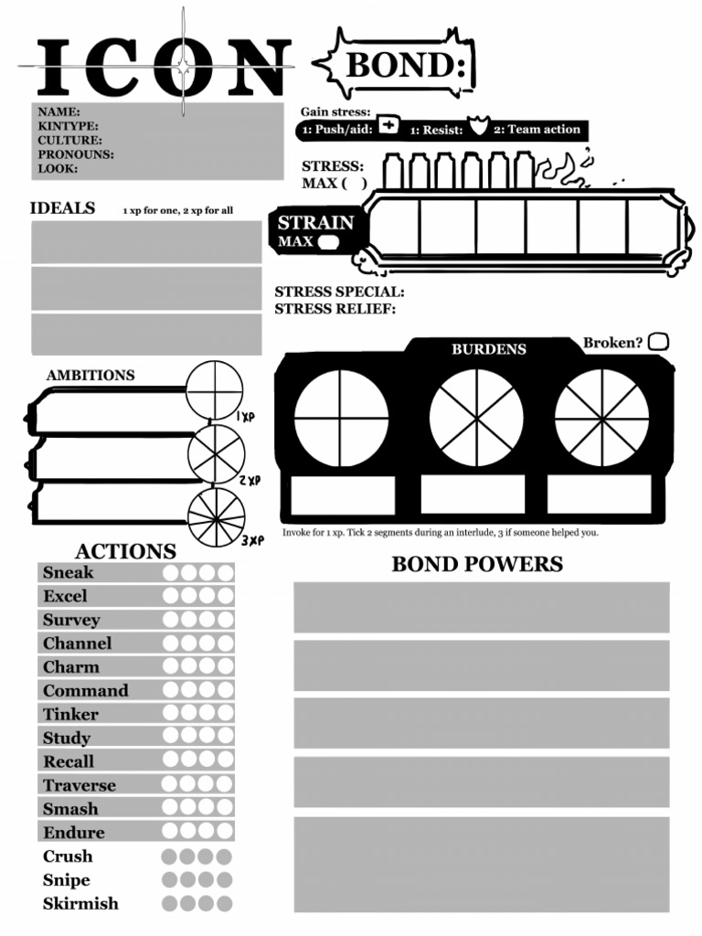 ICON Character Sheet. | PDF