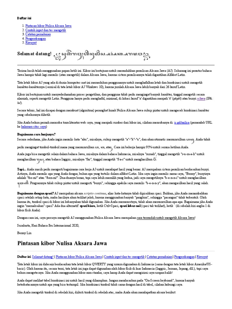 Panduan Nulisa Aksara Jawa | PDF