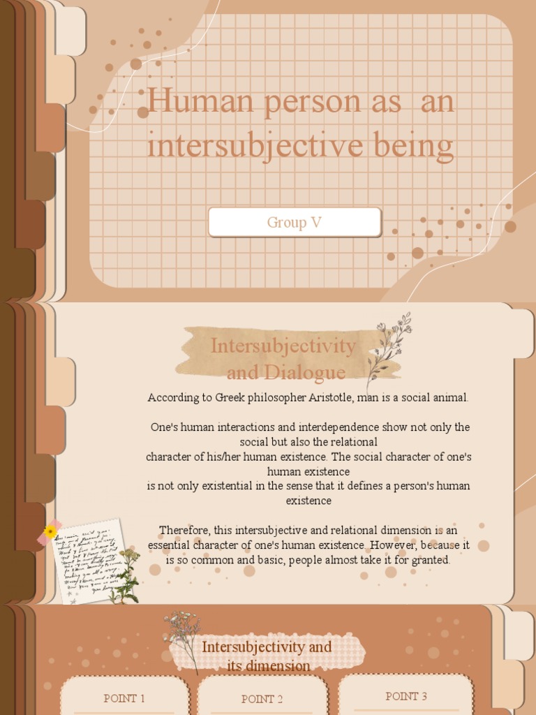 Human Person As An Intersubjective Being: Group V | PDF | Philosophical ...