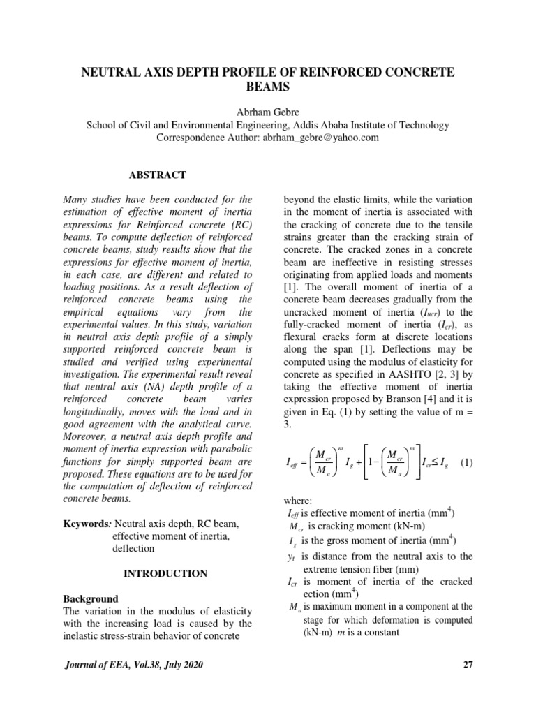 Neutral Axis Depth Profile of Reinforced Concrete Beams | PDF | Beam ...
