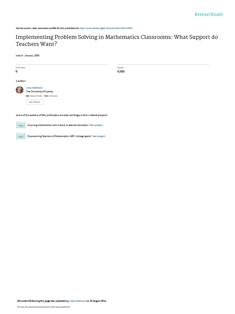 Implementing Problem Solving in Mathematics Classr | PDF | Teachers ...