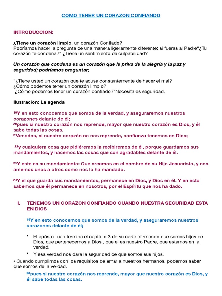 Corazón Confiado en Dios | PDF | espíritu Santo | Amor