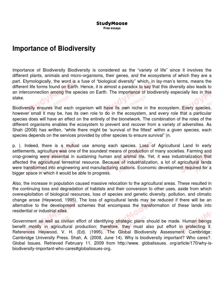 Importance of Biodiversity | PDF | Biodiversity | Agriculture