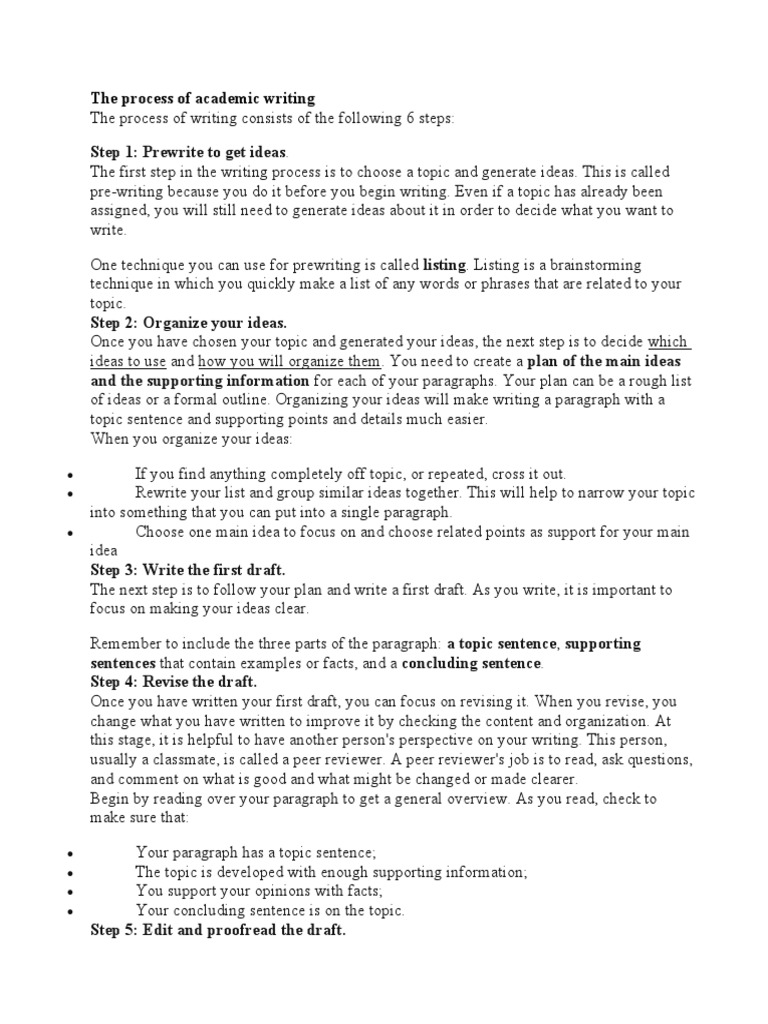 Academic Writing Process Steps | PDF | Proofreading | Paragraph
