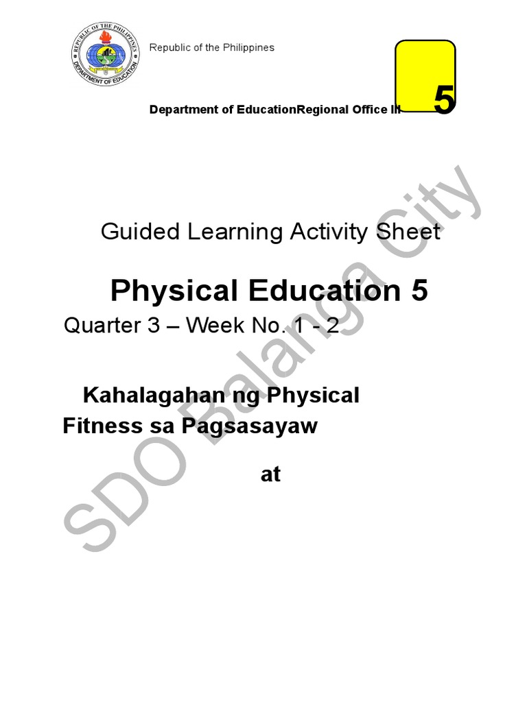 3RD Quarter Grade 5 Pe Learning Activity Sheets Week 1 2 | PDF