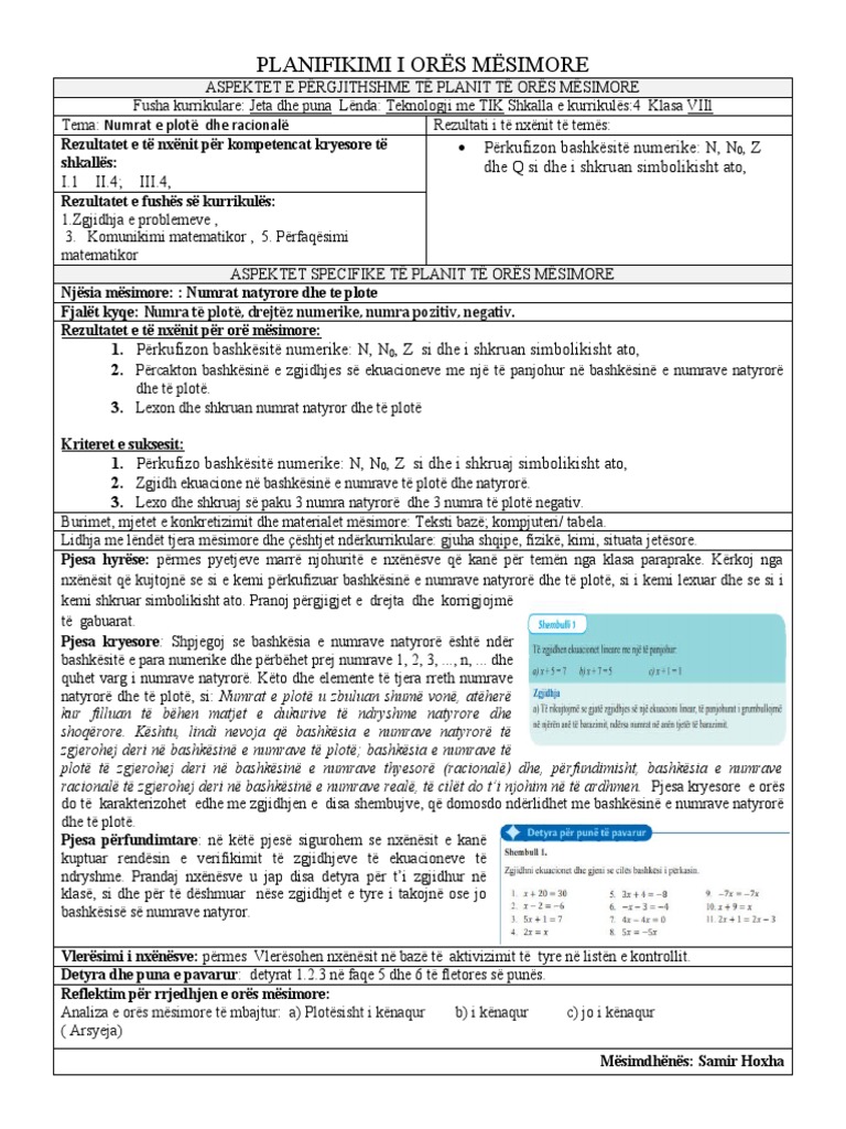 Numrat Natyrore Dhe Te Plote. | PDF