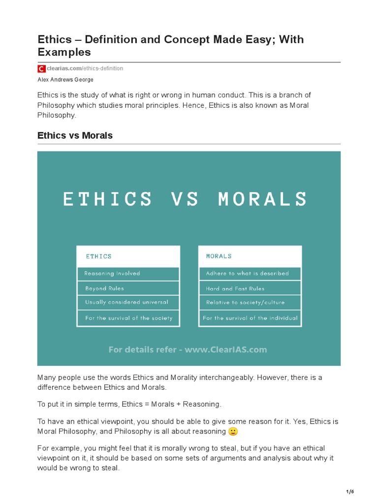 Ethics Definition and Concept Made Easy With Examples | PDF | Morality ...