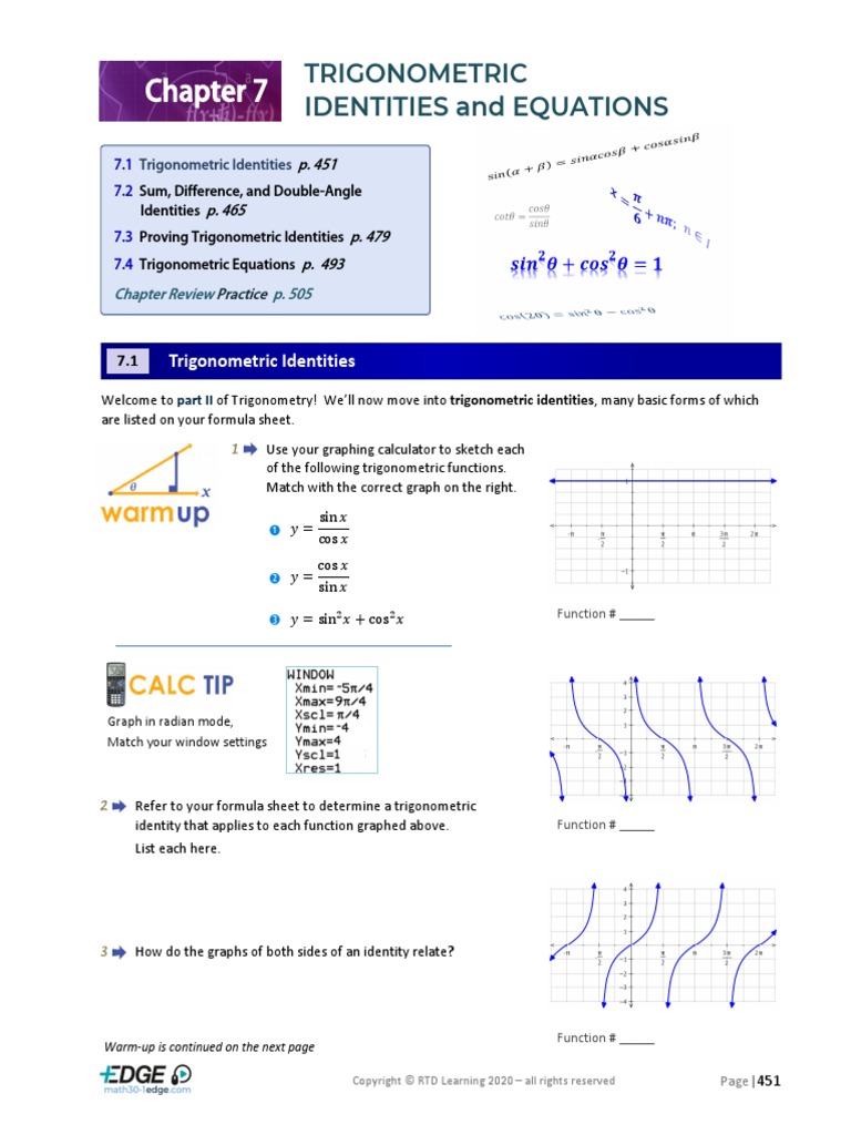 7 - Trigonometric Equations and Identites | PDF | Trigonometric ...
