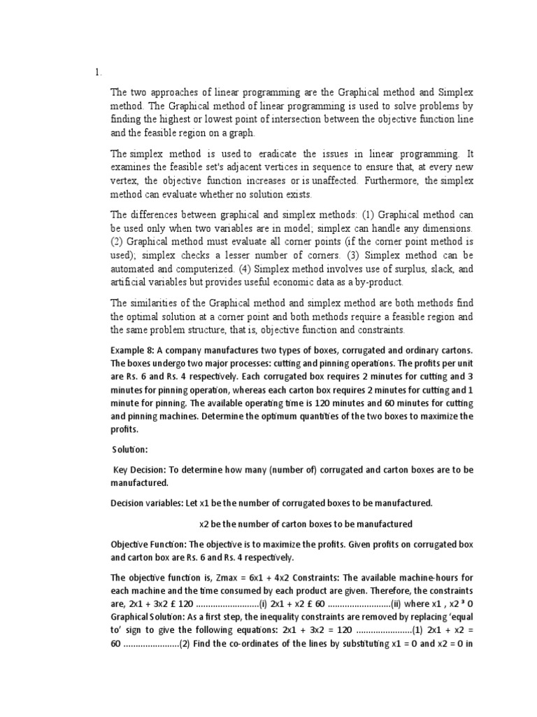 Graphical Method Vs Simplex Method | Download Free PDF | Linear ...