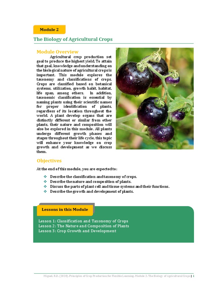 The Biology of Agricultural Crops: Module Overview | PDF | Taxonomy ...